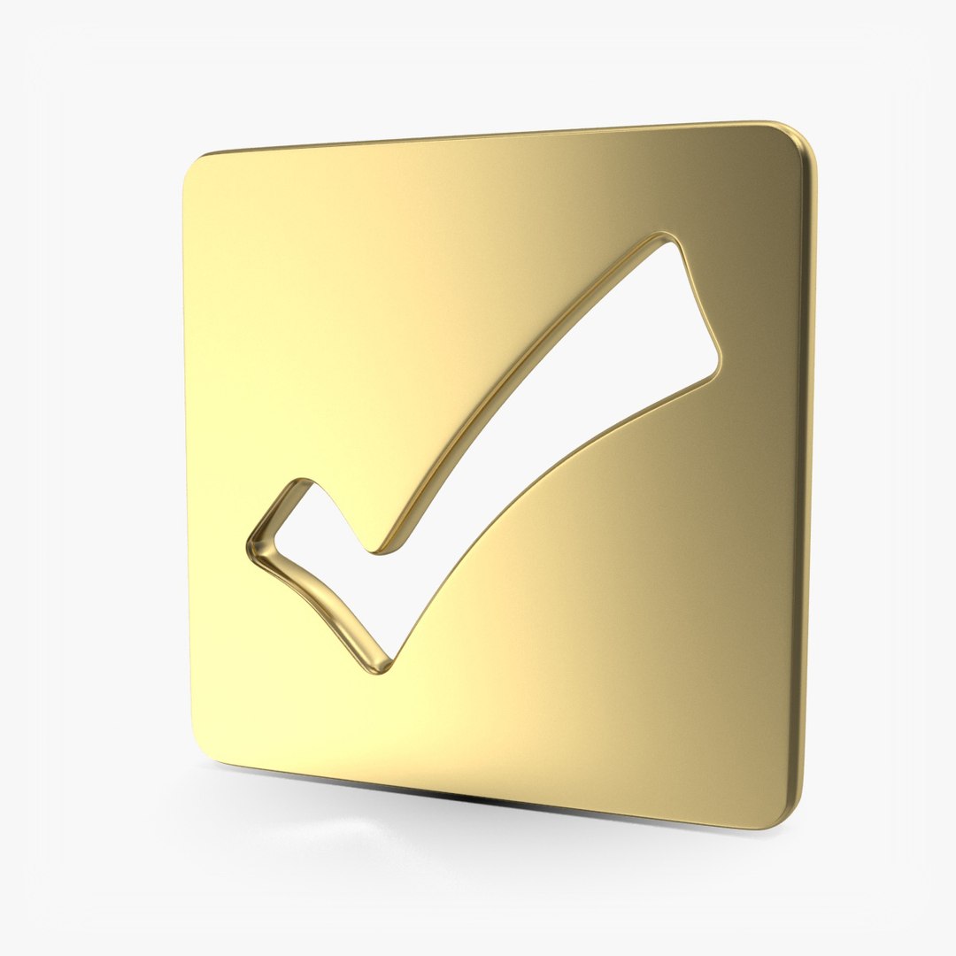 3D Tick Mark Square Symbol Gold model - TurboSquid 2060780