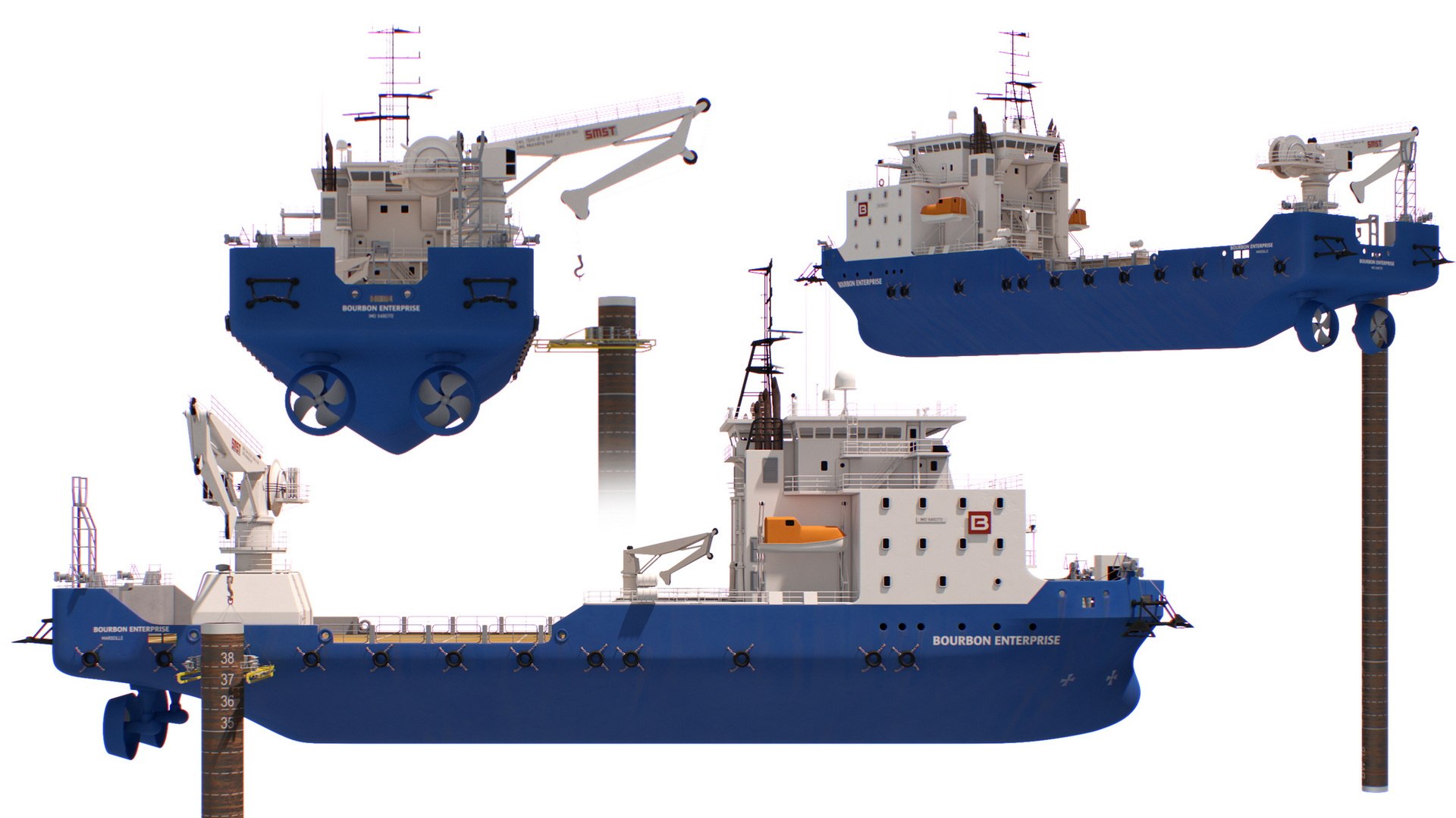 Construction Vessel And Offshore Subsea DWCM Cutter 3D Model ...