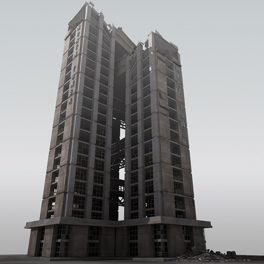 3d destroyed building