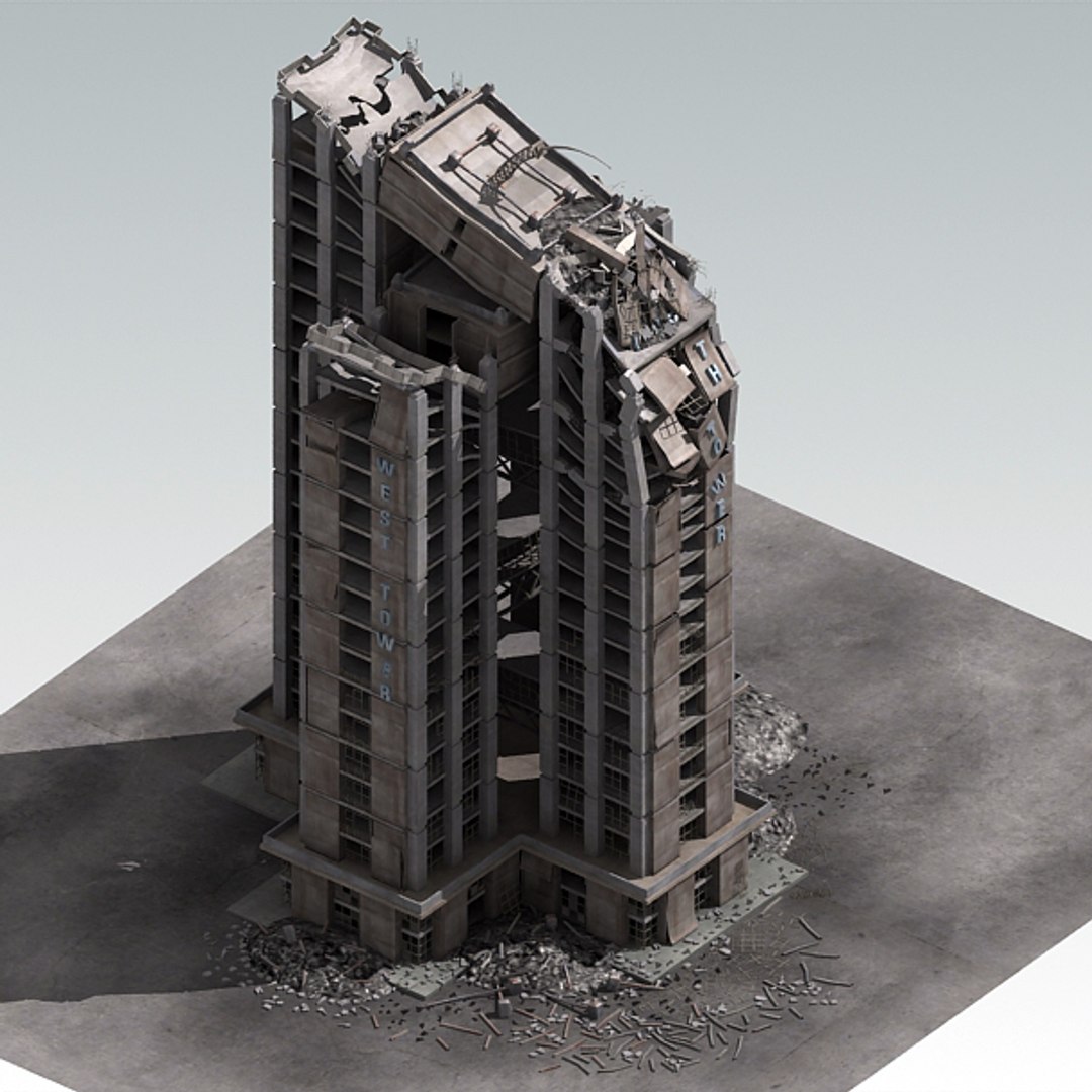 3d destroyed building