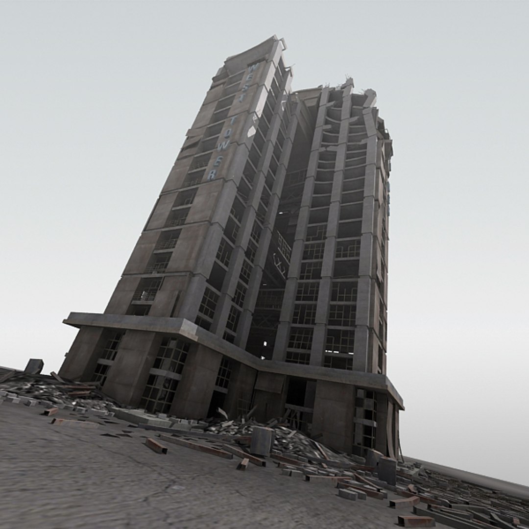 3d destroyed building