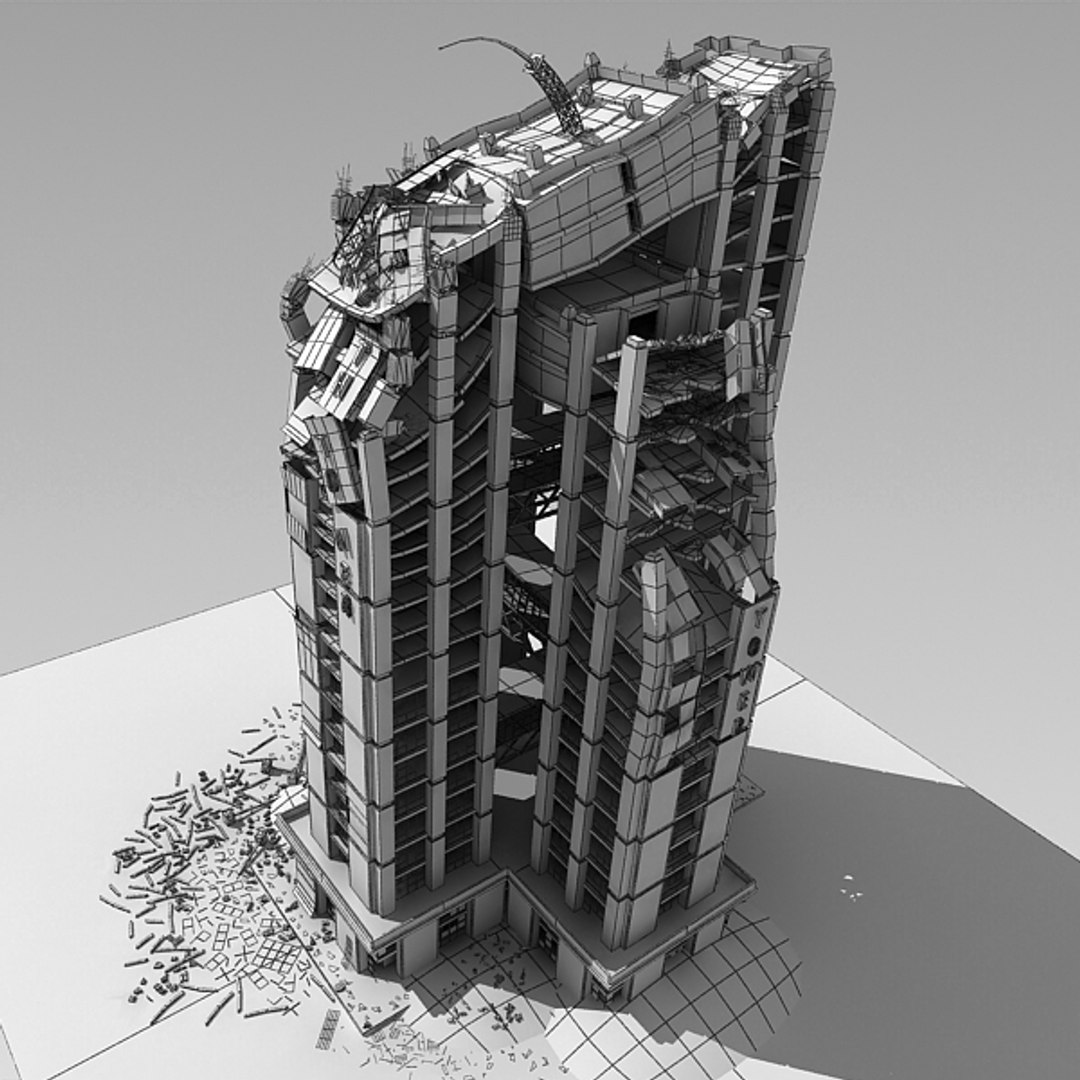 3d destroyed building