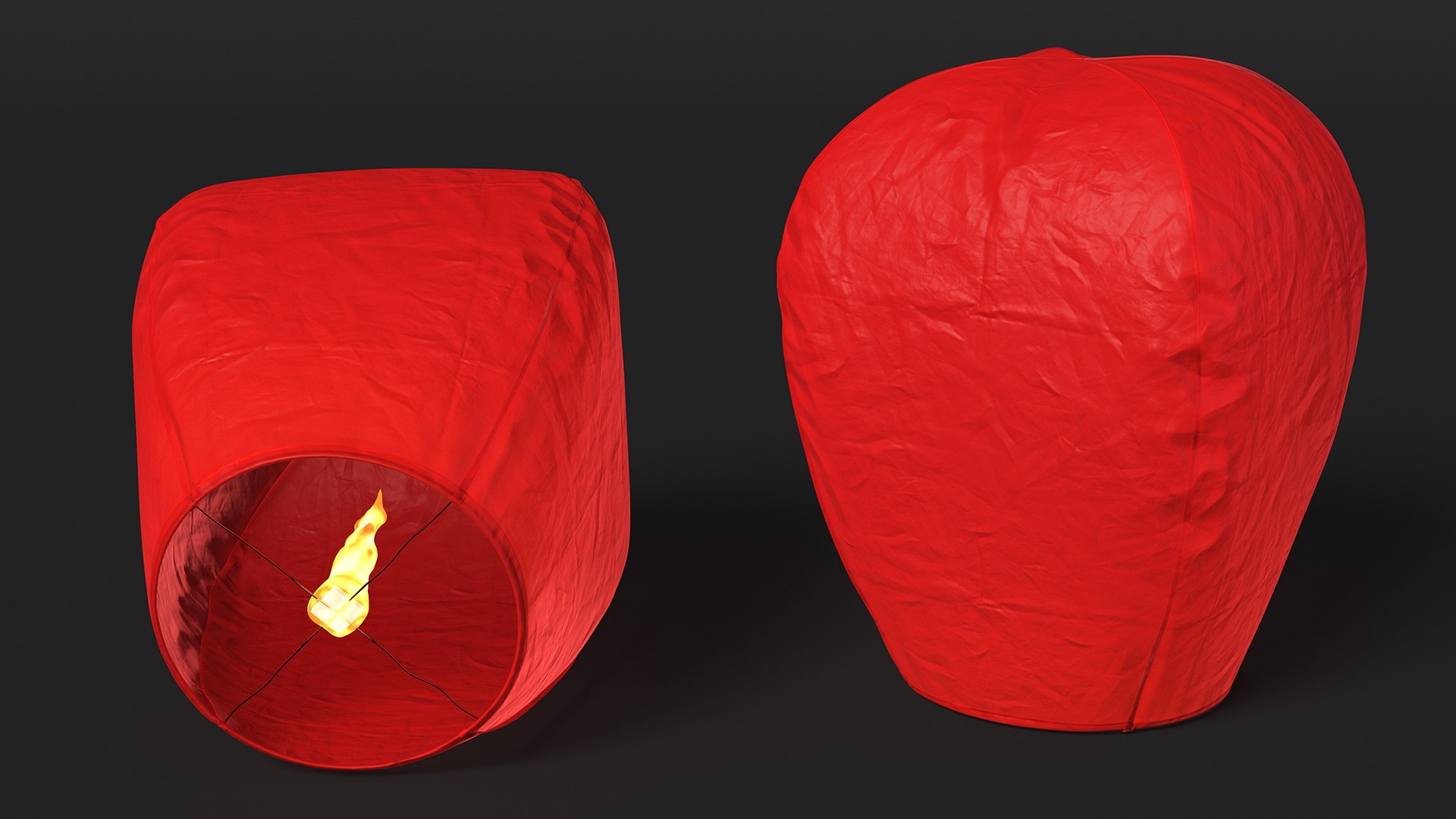 3D Blazing Sky Lantern Red Color - TurboSquid 2167452