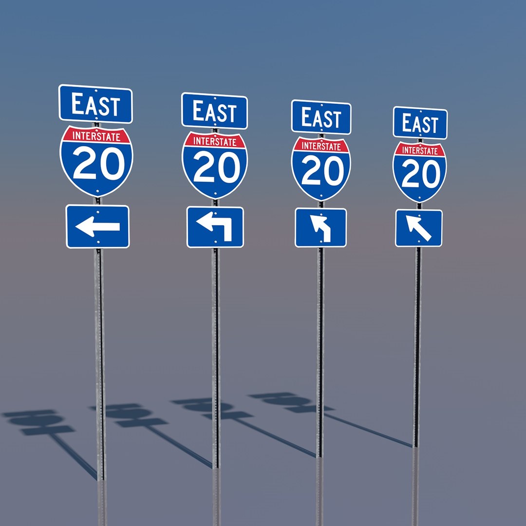 3d Model Interstate 20 Signs Alabama