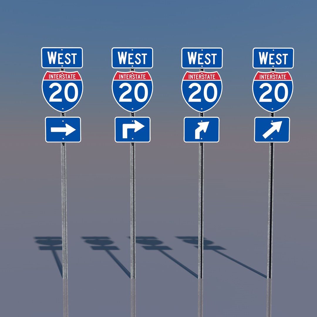 3d Model Interstate 20 Signs Alabama