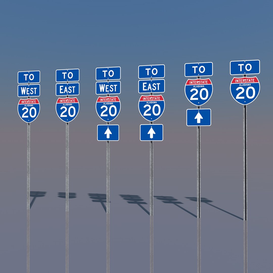 3d Model Interstate 20 Signs Alabama