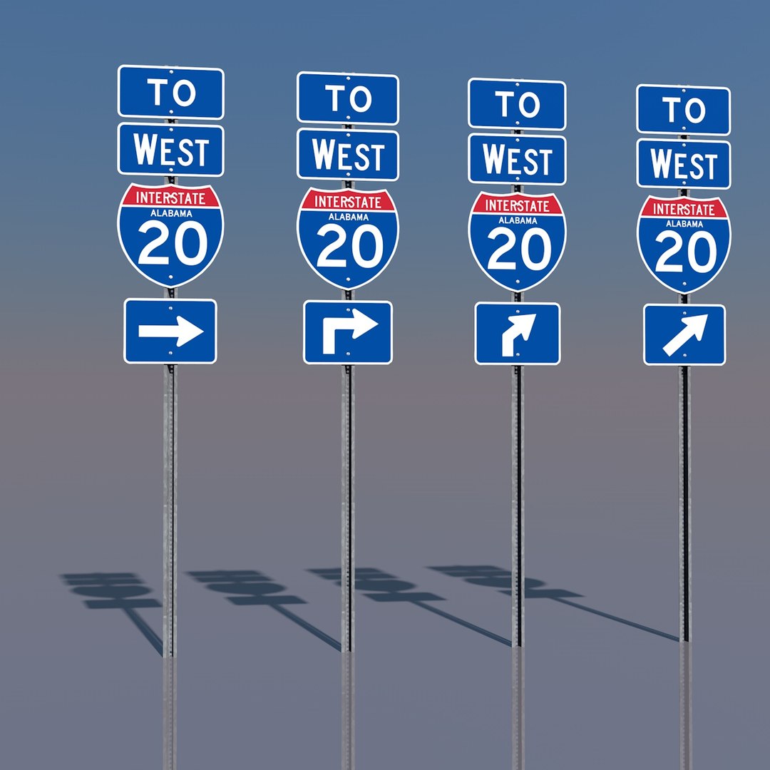 3d Model Interstate 20 Signs Alabama