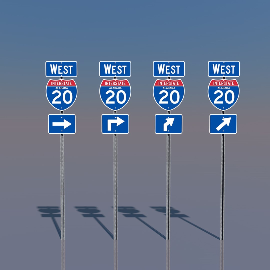 3d Model Interstate 20 Signs Alabama