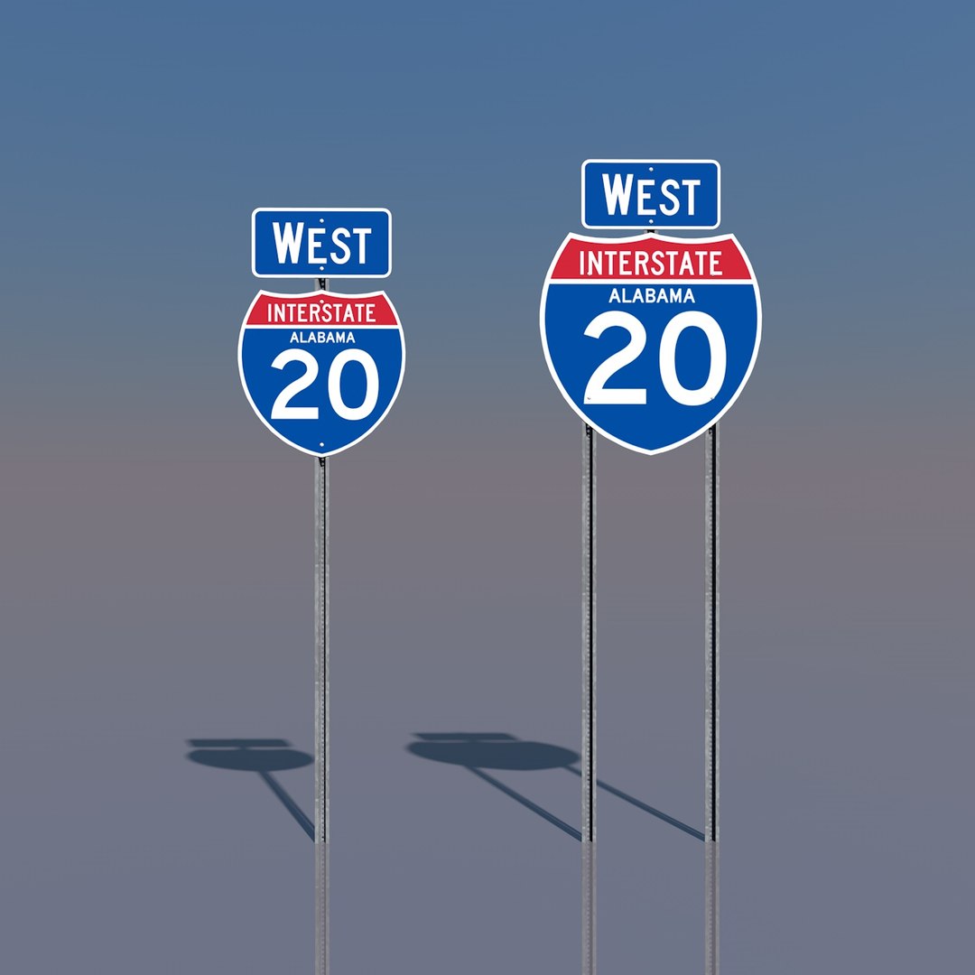 3d Model Interstate 20 Signs Alabama