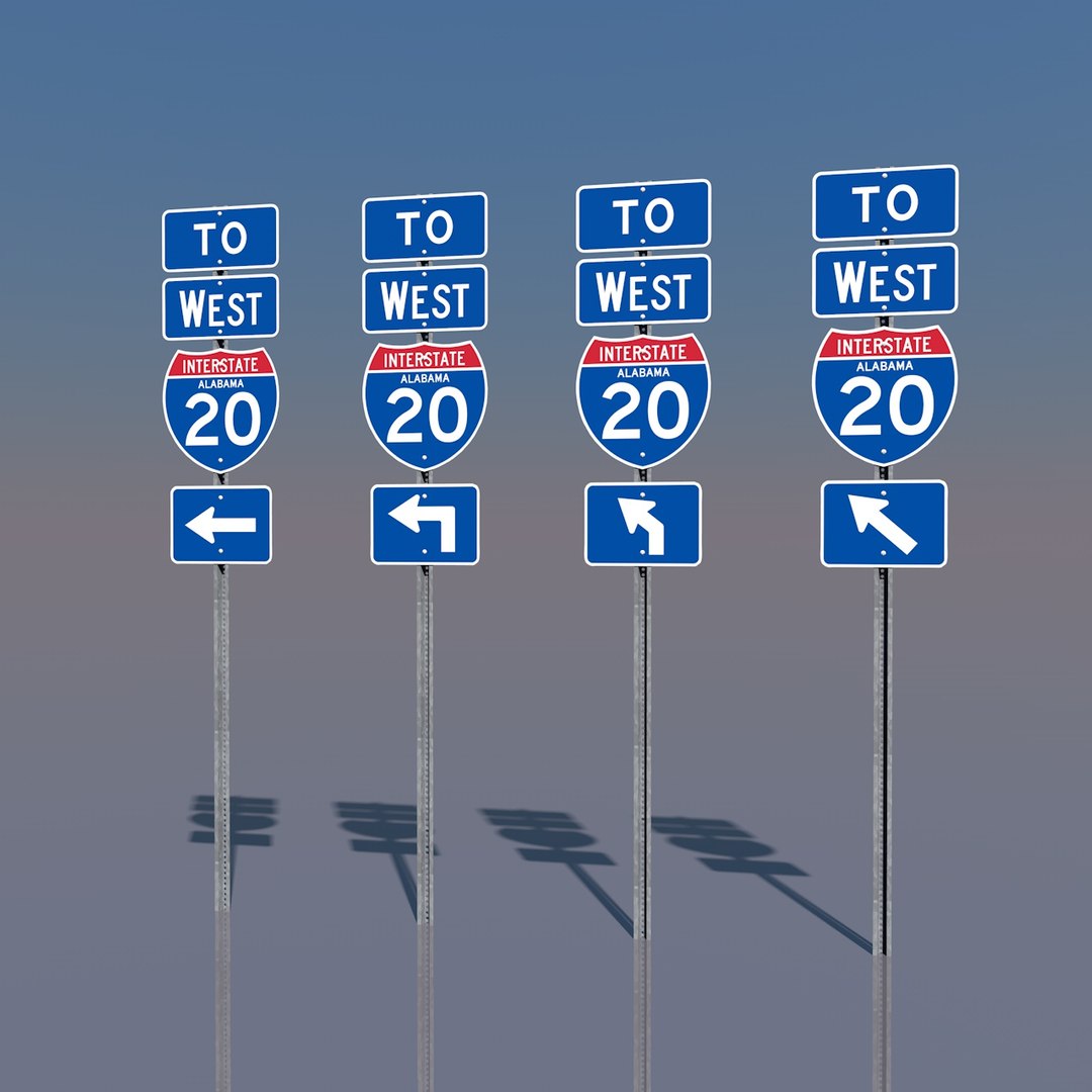 3d Model Interstate 20 Signs Alabama