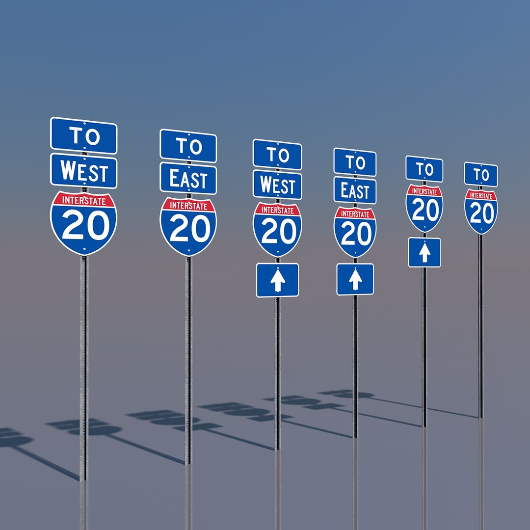 3d Model Interstate 20 Signs Alabama
