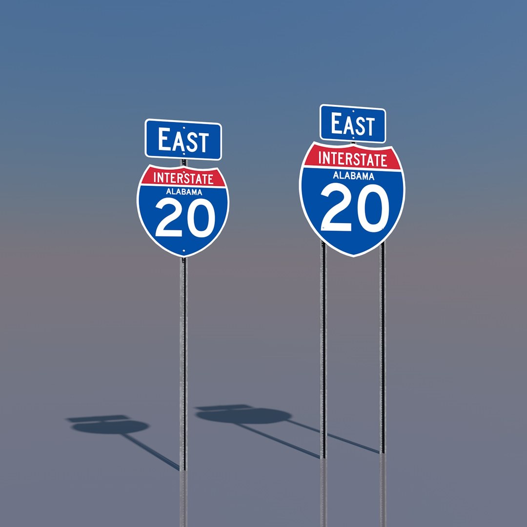 3d Model Interstate 20 Signs Alabama