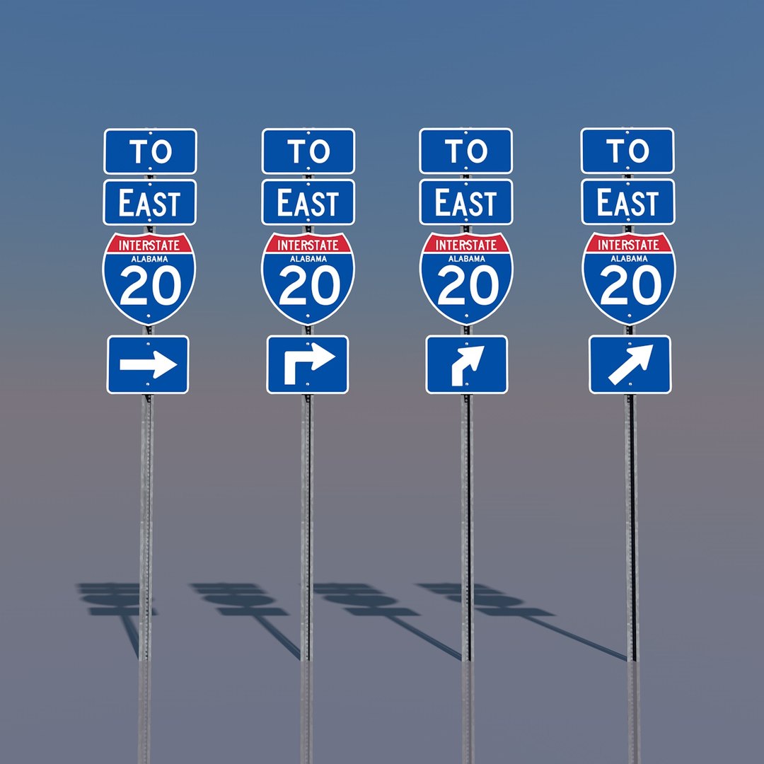 3d Model Interstate 20 Signs Alabama
