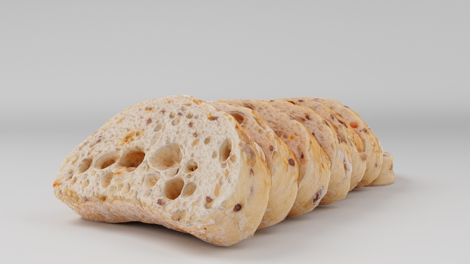 Sliced Baguette Or Cut French Bread With Seeds And Spices 3D Model ...