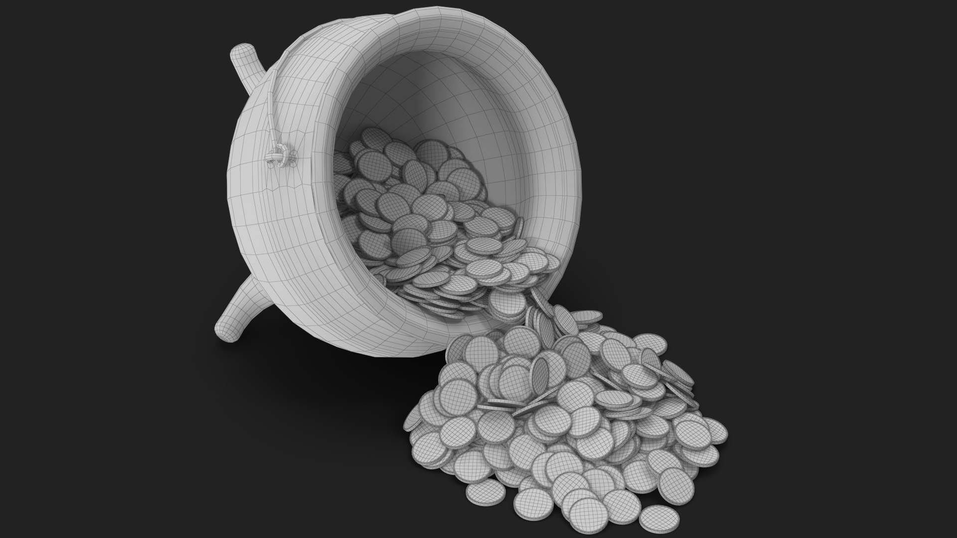3D Iron Pot With Lucky Coins 2 - TurboSquid 1938190