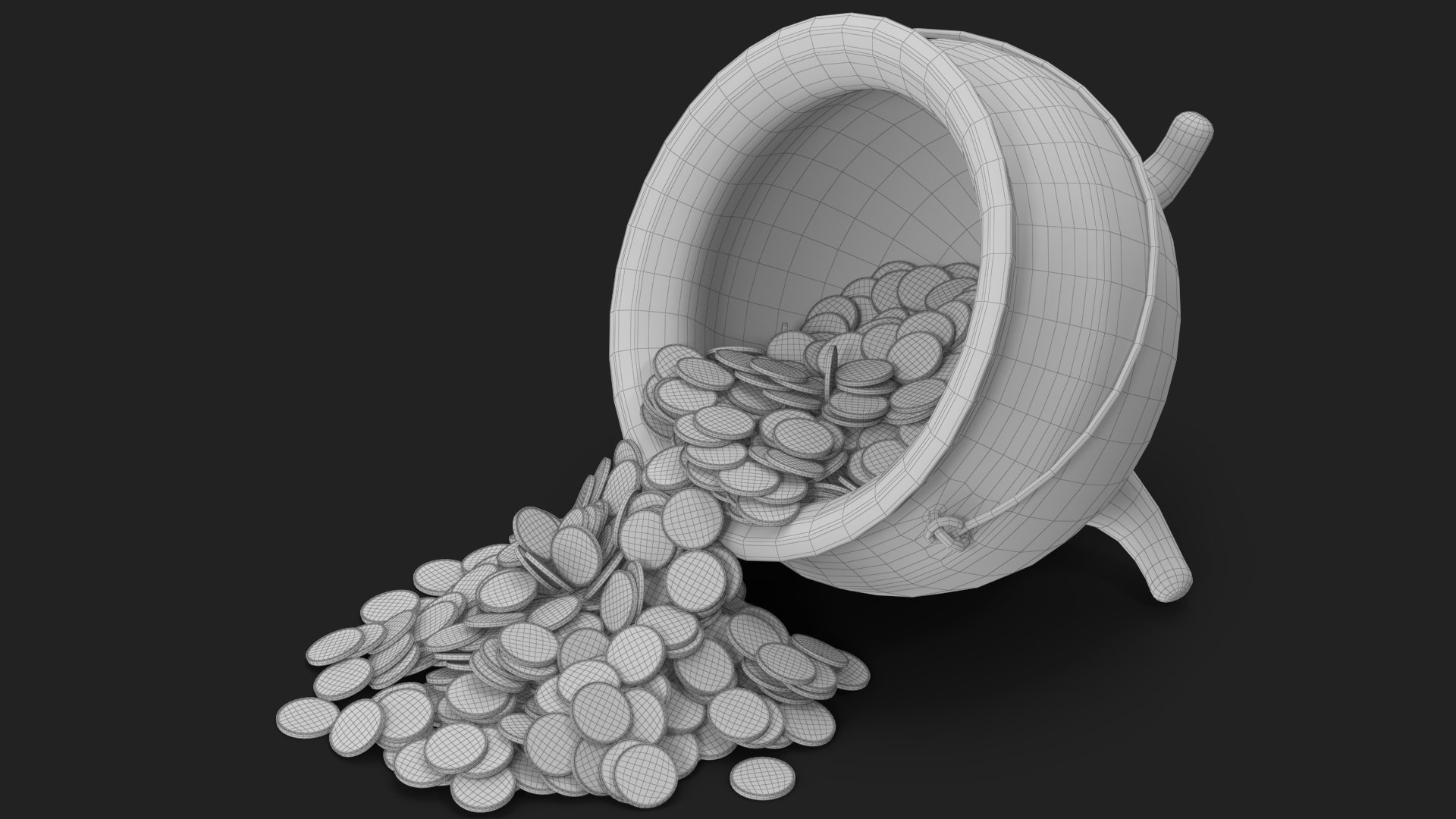 3D Iron Pot With Lucky Coins 2 - TurboSquid 1938190