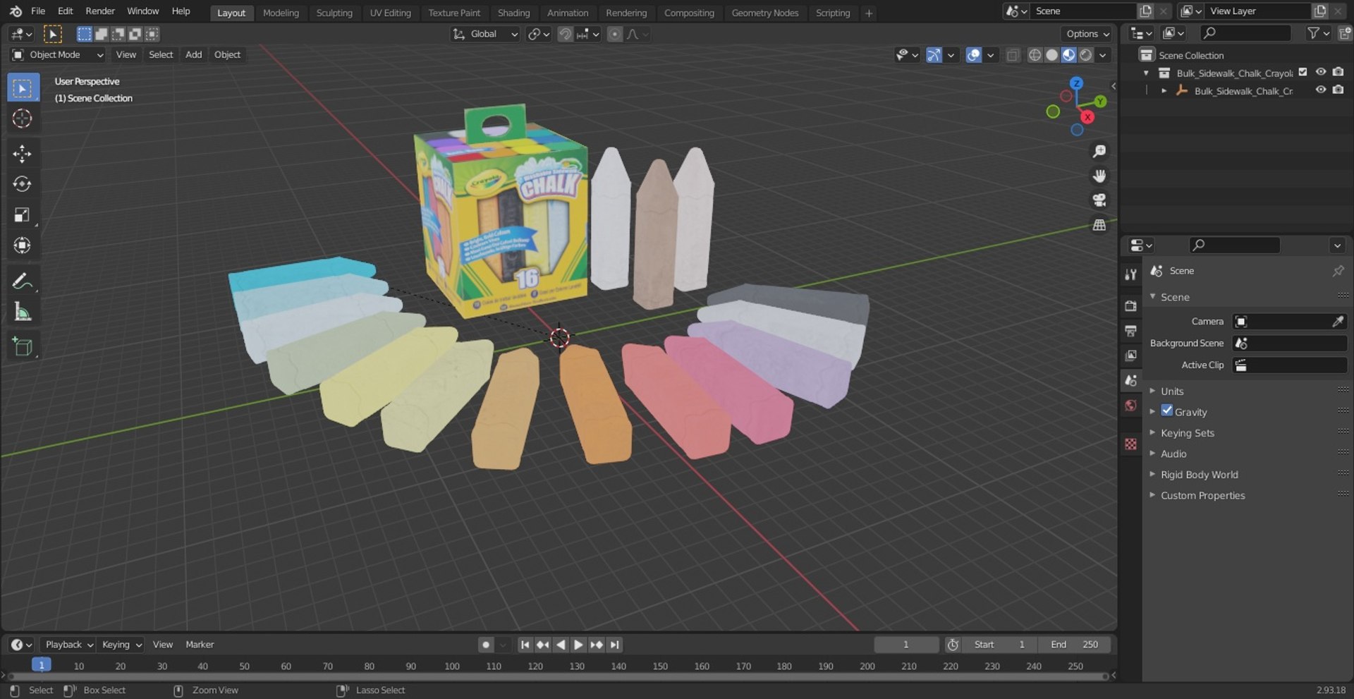 Bulk Sidewalk Chalk Crayola 3D model - TurboSquid 2155502