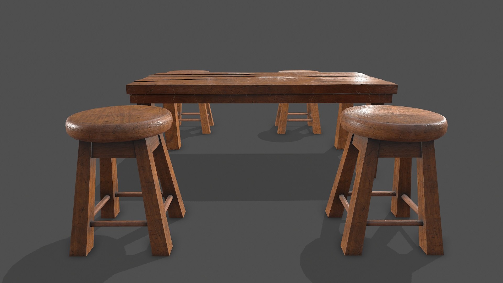 Wooden Stool And Table 3D Model - TurboSquid 1735538