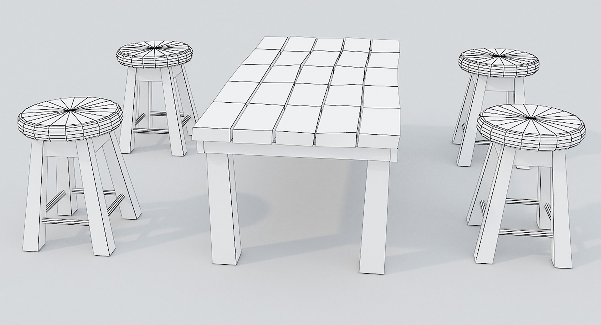Wooden Stool And Table 3D Model - TurboSquid 1735538