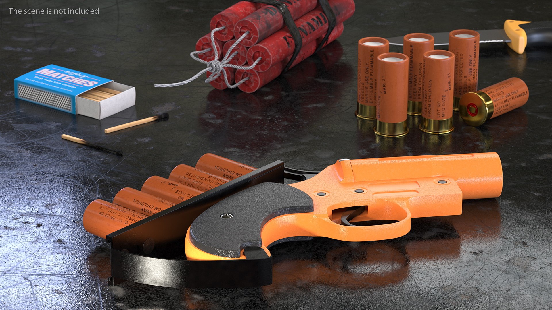 Signal Flare Launcher With 12 Gauge Aerial Flares 3D Model - TurboSquid ...