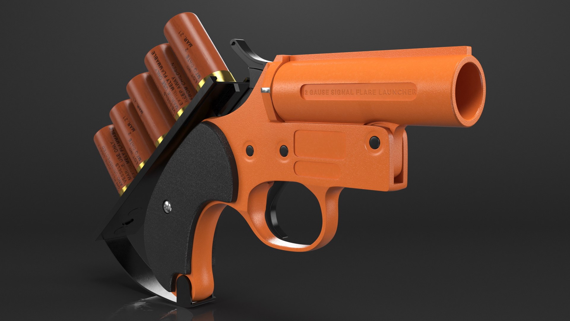 Signal Flare Launcher with 12 Gauge Aerial Flares 3D model - TurboSquid ...