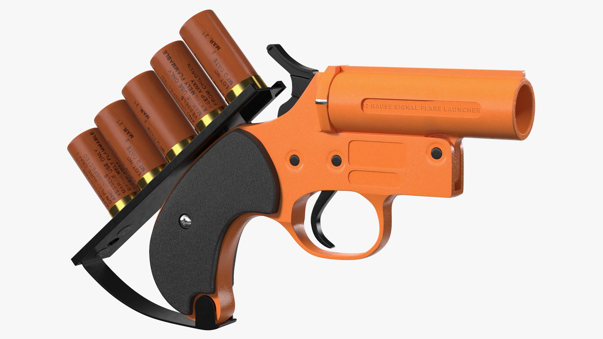 Signal Flare Launcher with 12 Gauge Aerial Flares 3D model - TurboSquid ...