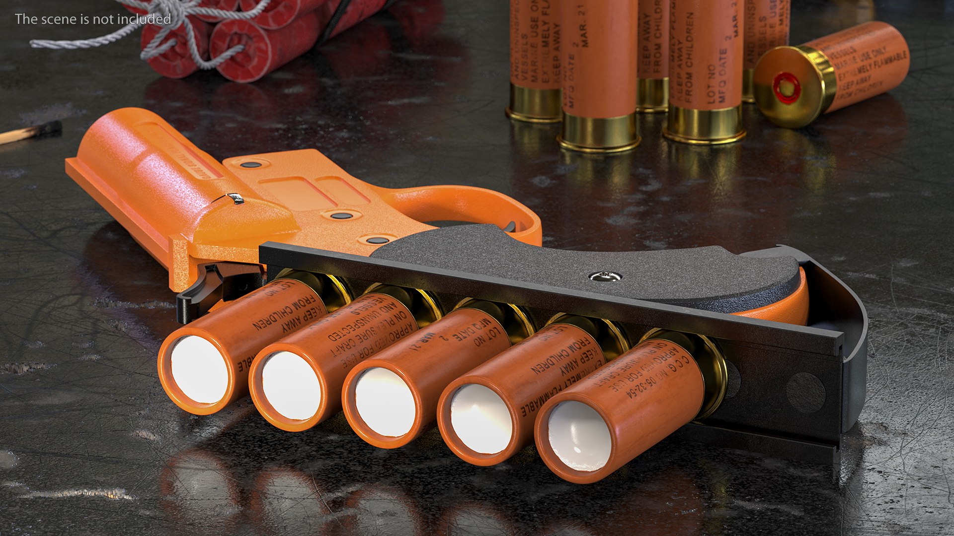 Signal Flare Launcher With 12 Gauge Aerial Flares 3D Model - TurboSquid ...