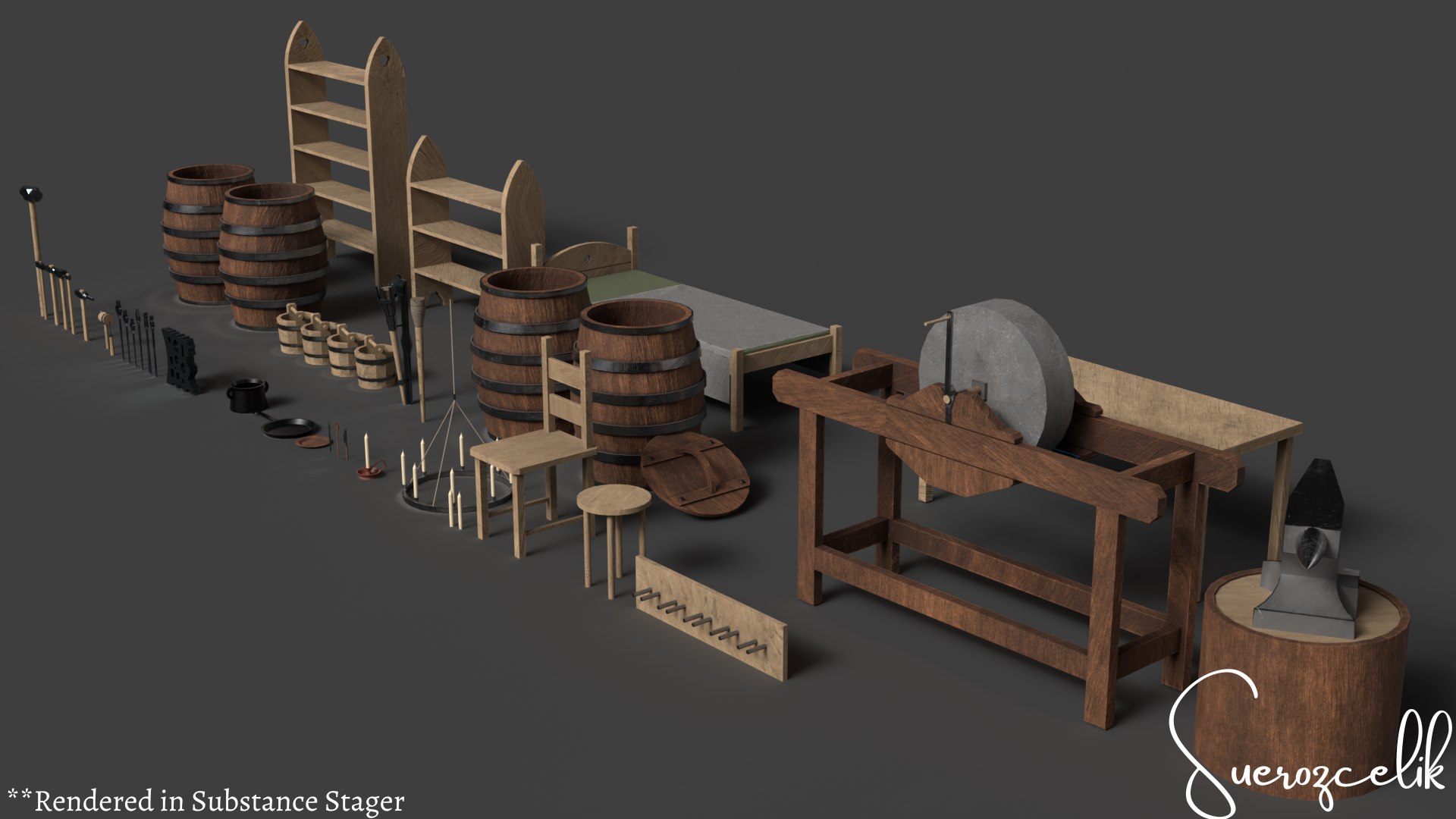 Medieval Blacksmith Set 3D Model - TurboSquid 2065764