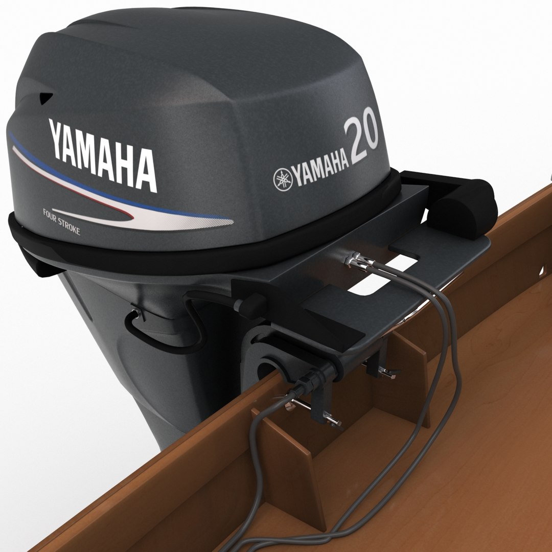 skiff motor boat 3d model
