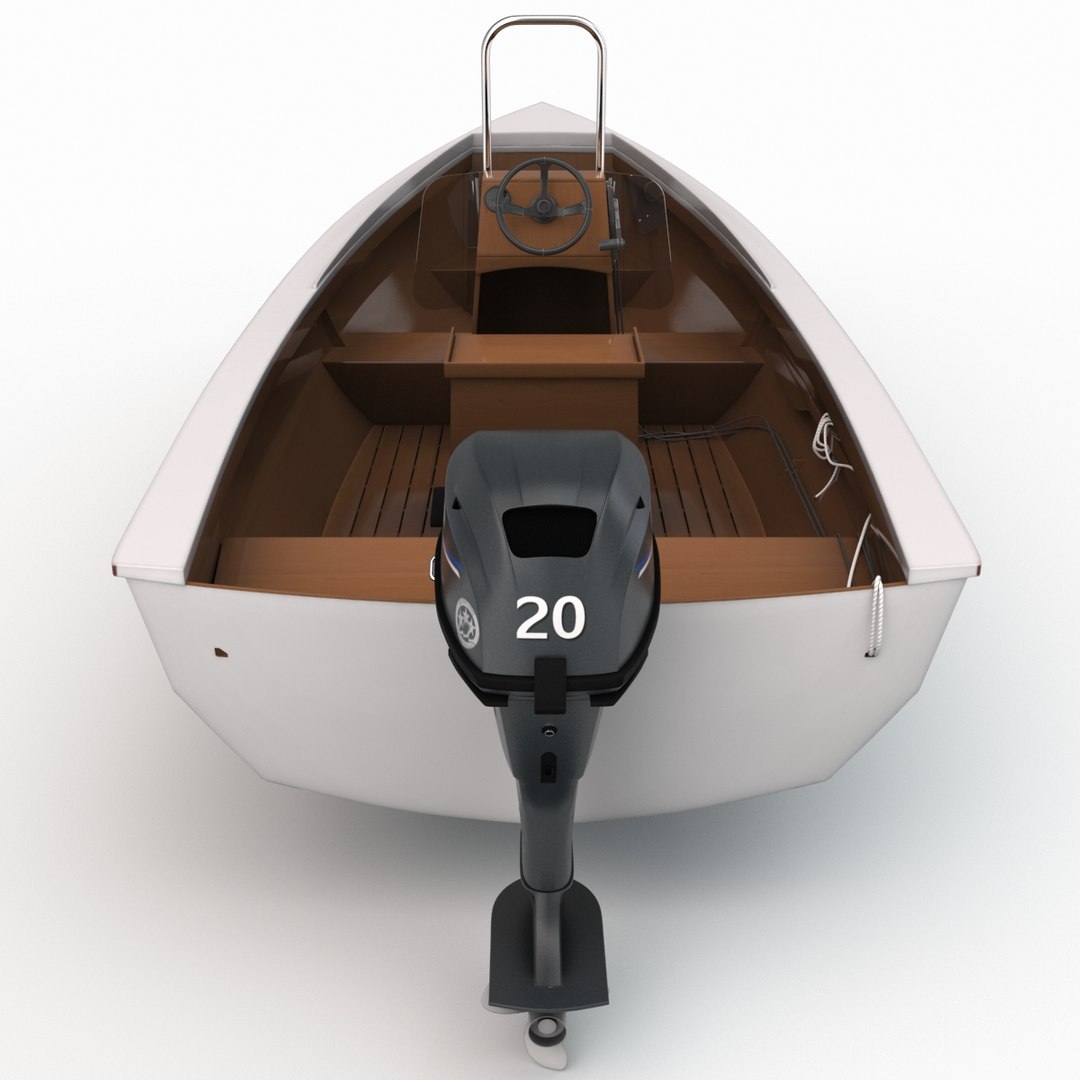 skiff motor boat 3d model