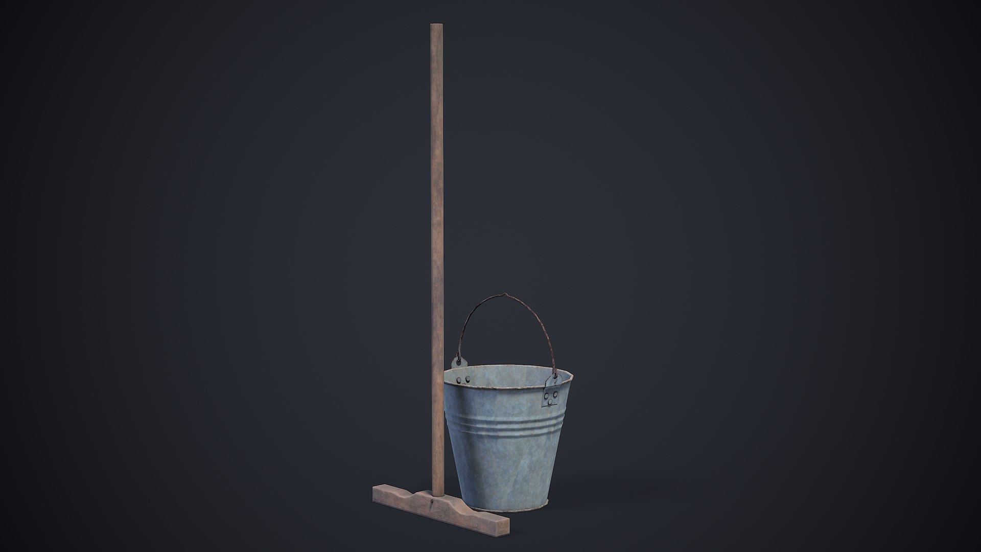 3D Old Bucket And The Mop Gameready - TurboSquid 1893668