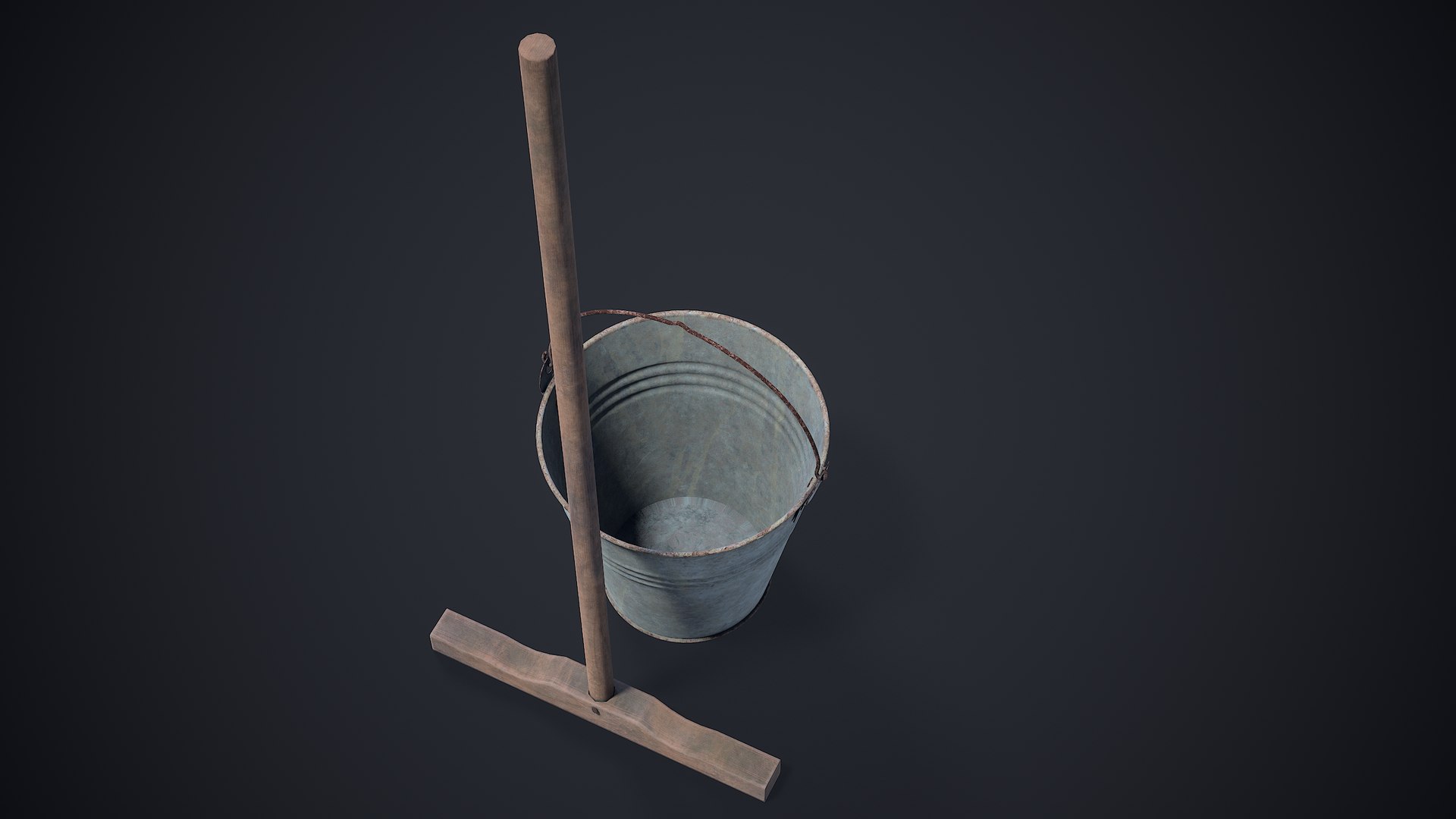3D Old Bucket And The Mop Gameready - TurboSquid 1893668