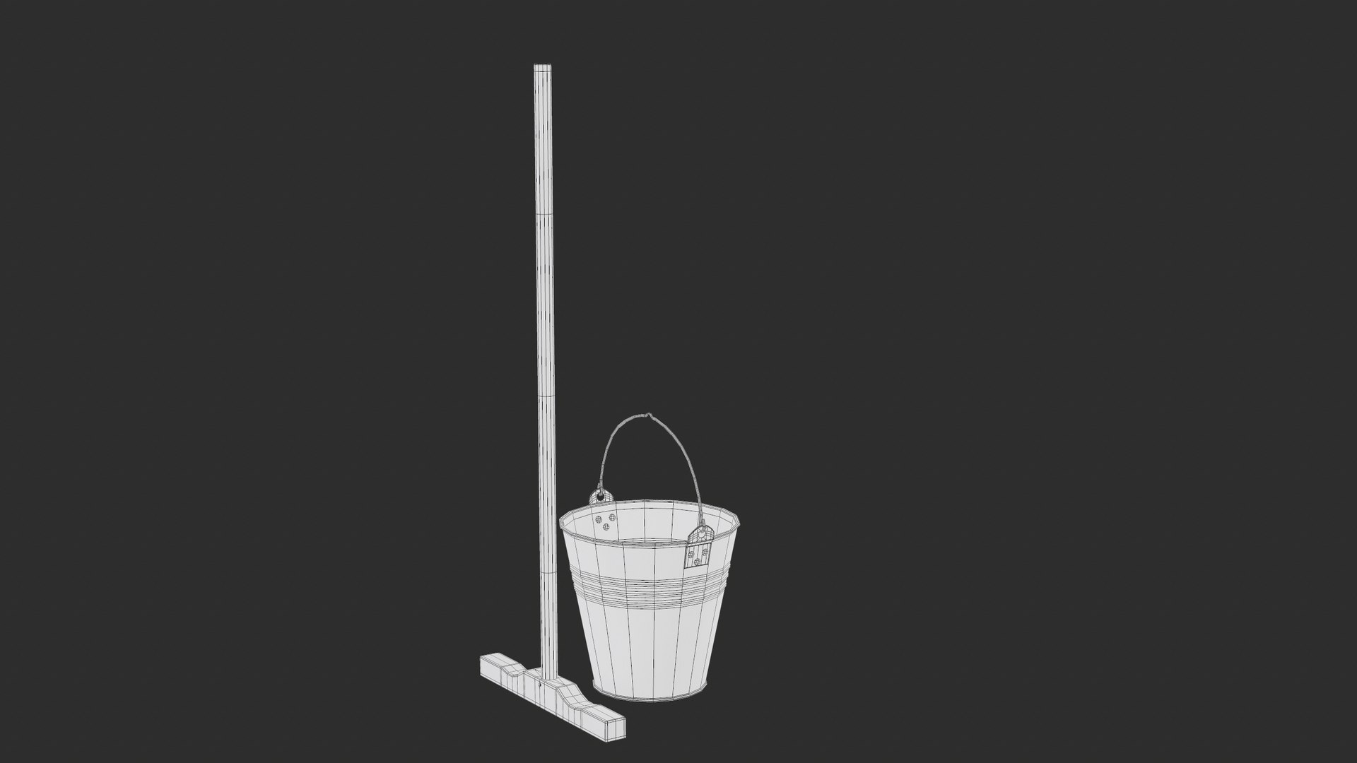 3D Old Bucket And The Mop Gameready - TurboSquid 1893668