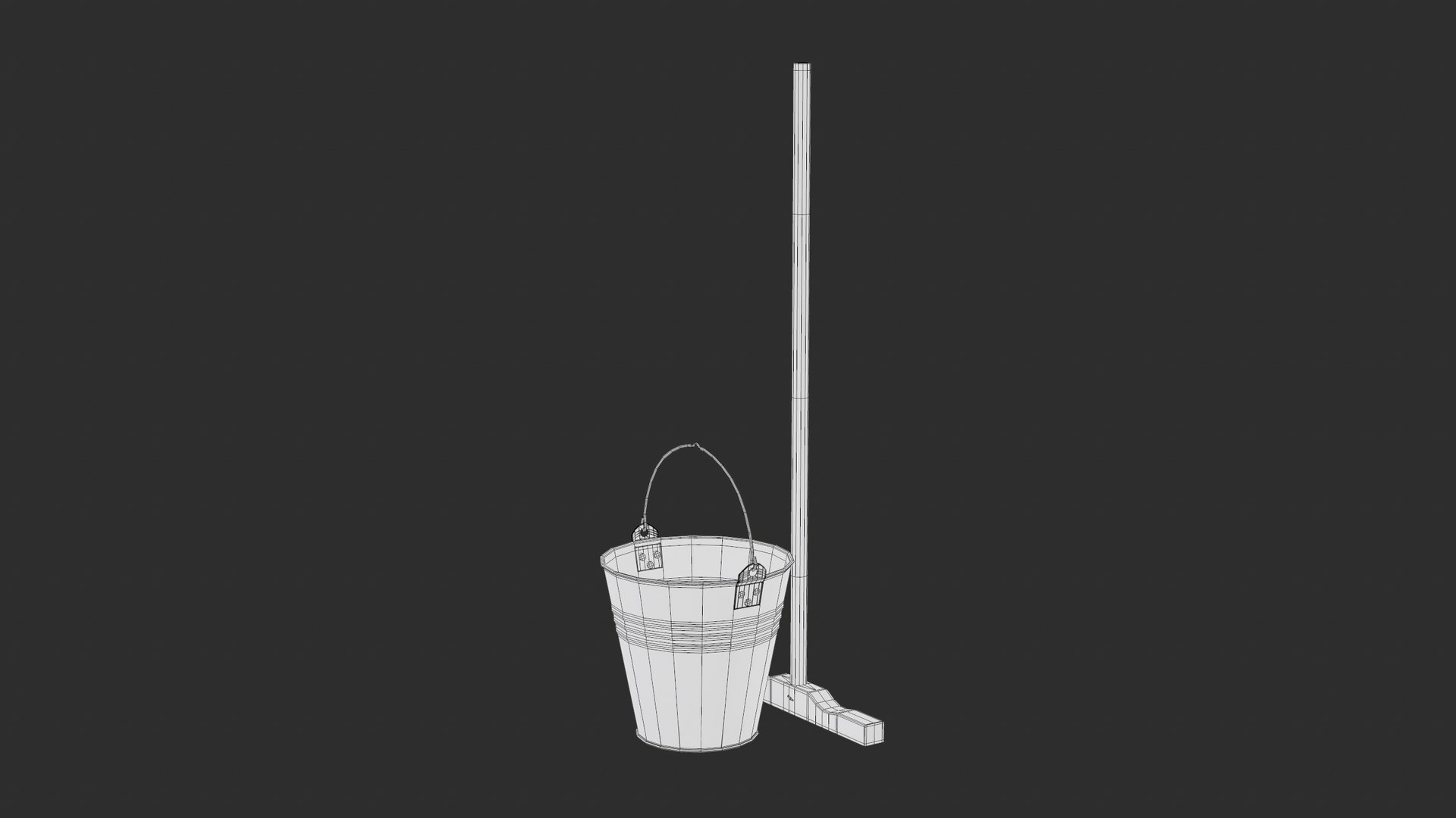 3D Old Bucket And The Mop Gameready - TurboSquid 1893668