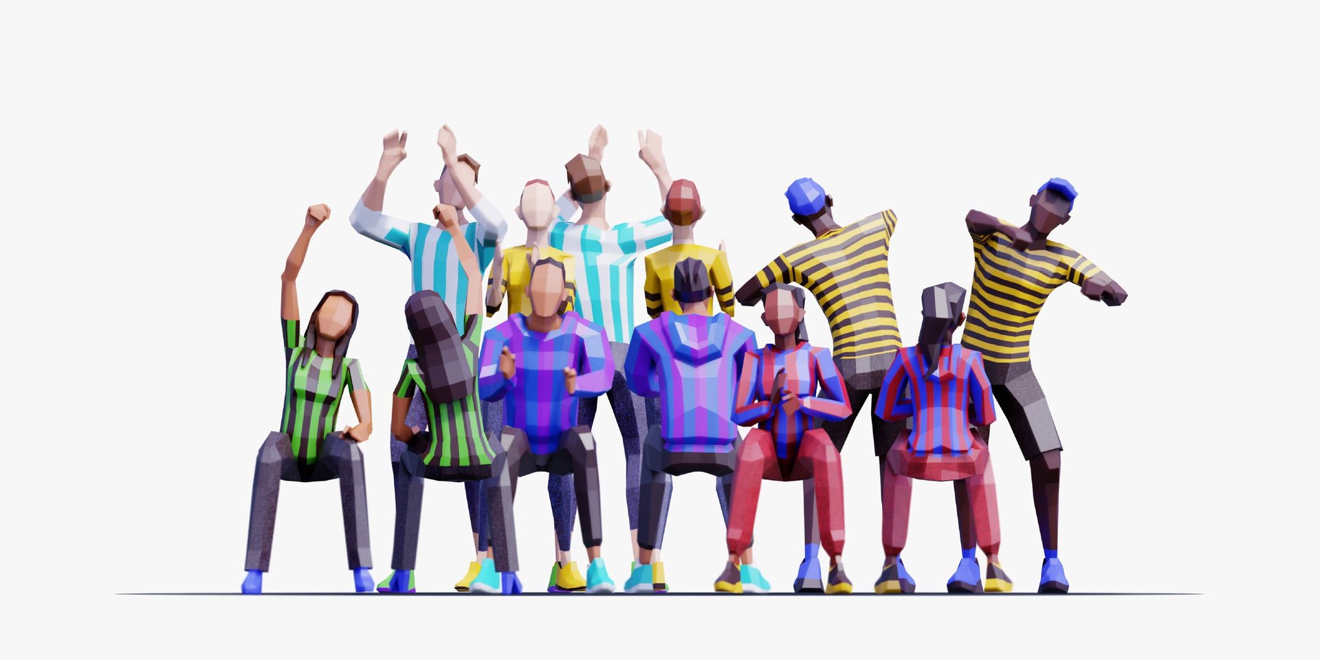Cheering Crowd Pack - Animated And Rigged 3D Model - TurboSquid 2046140