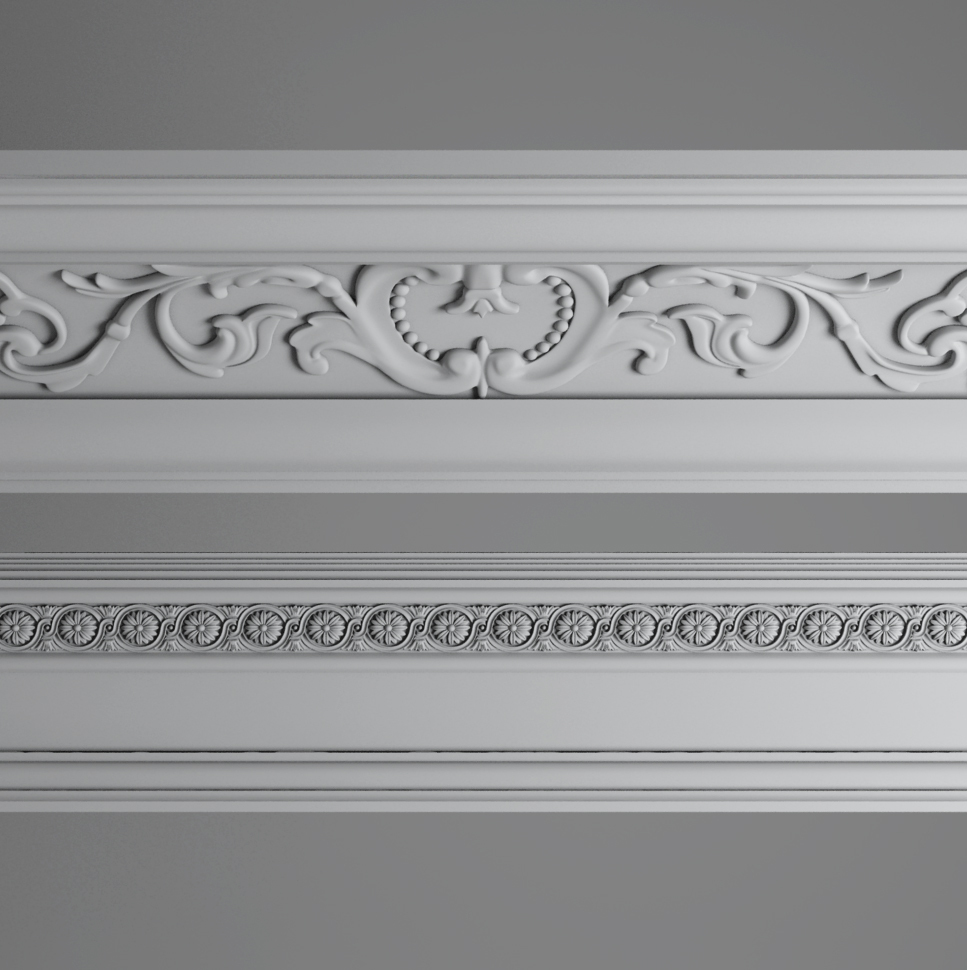 free cornice baseboard 3d model