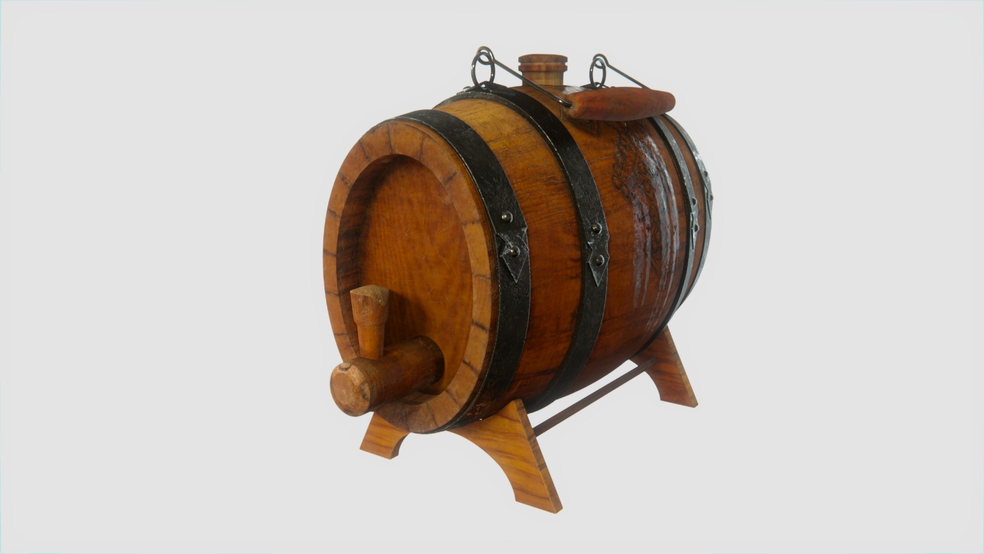 3D vintage desktop wooden barrel - TurboSquid 1310321
