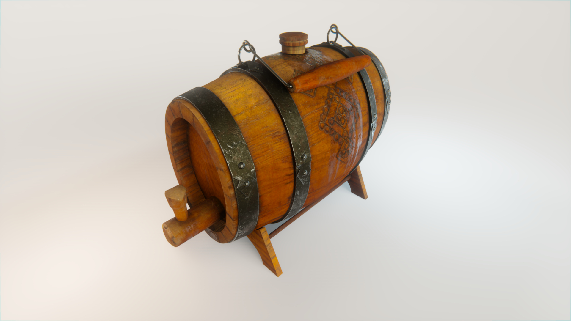 3D Vintage Desktop Wooden Barrel - TurboSquid 1310321