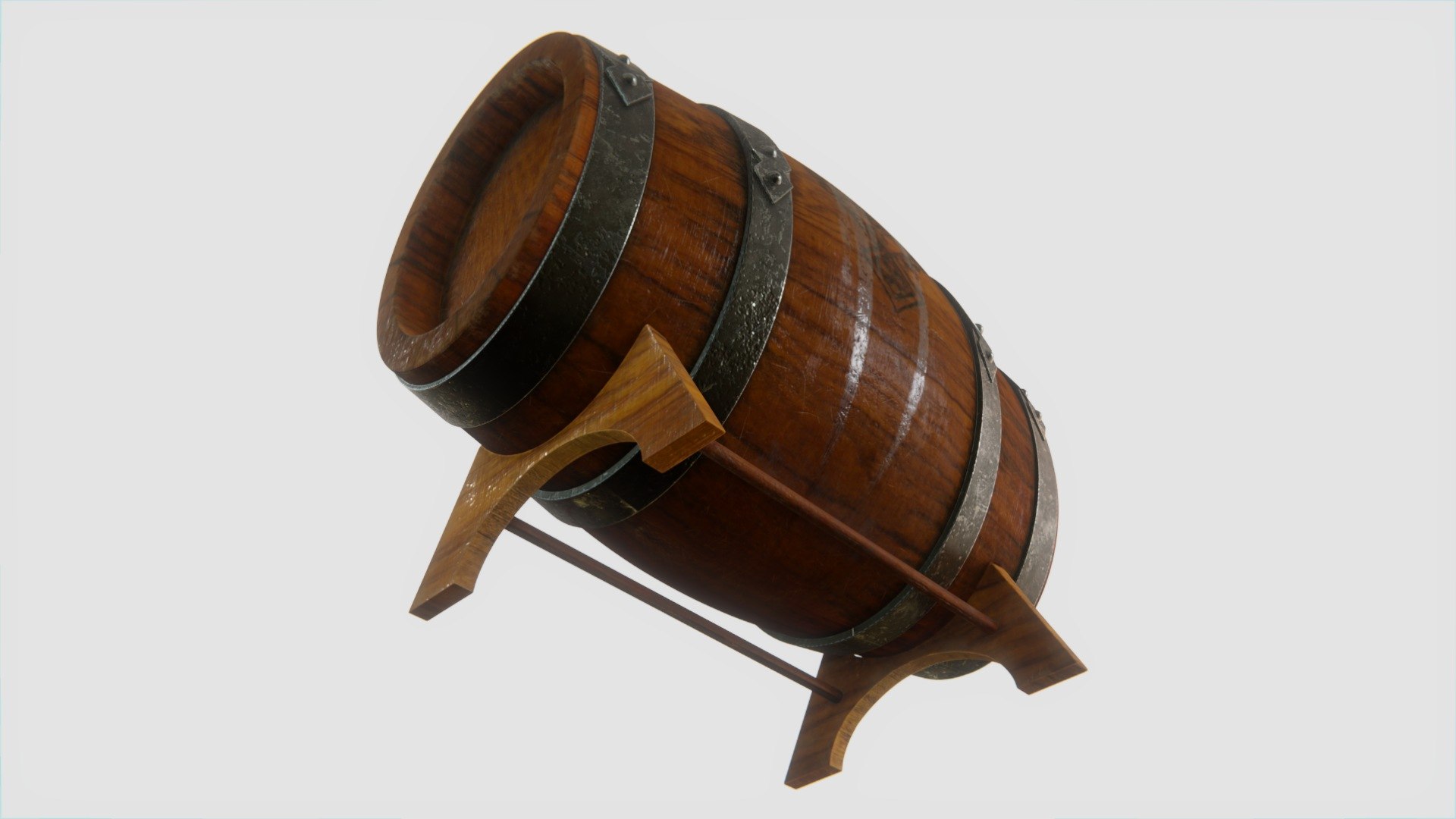 3D Vintage Desktop Wooden Barrel - TurboSquid 1310321