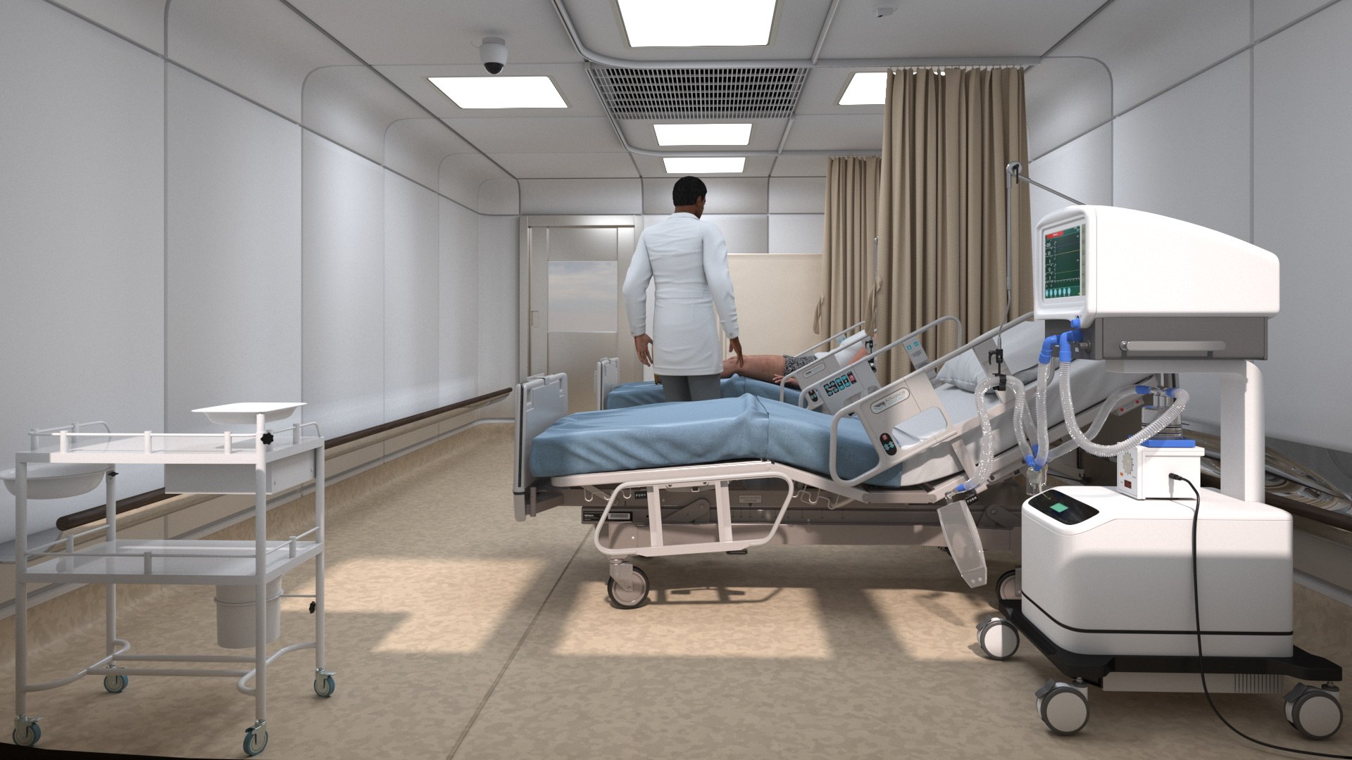 3D Modern Intensive Care Hospital Ward With Patient - TurboSquid 2332348