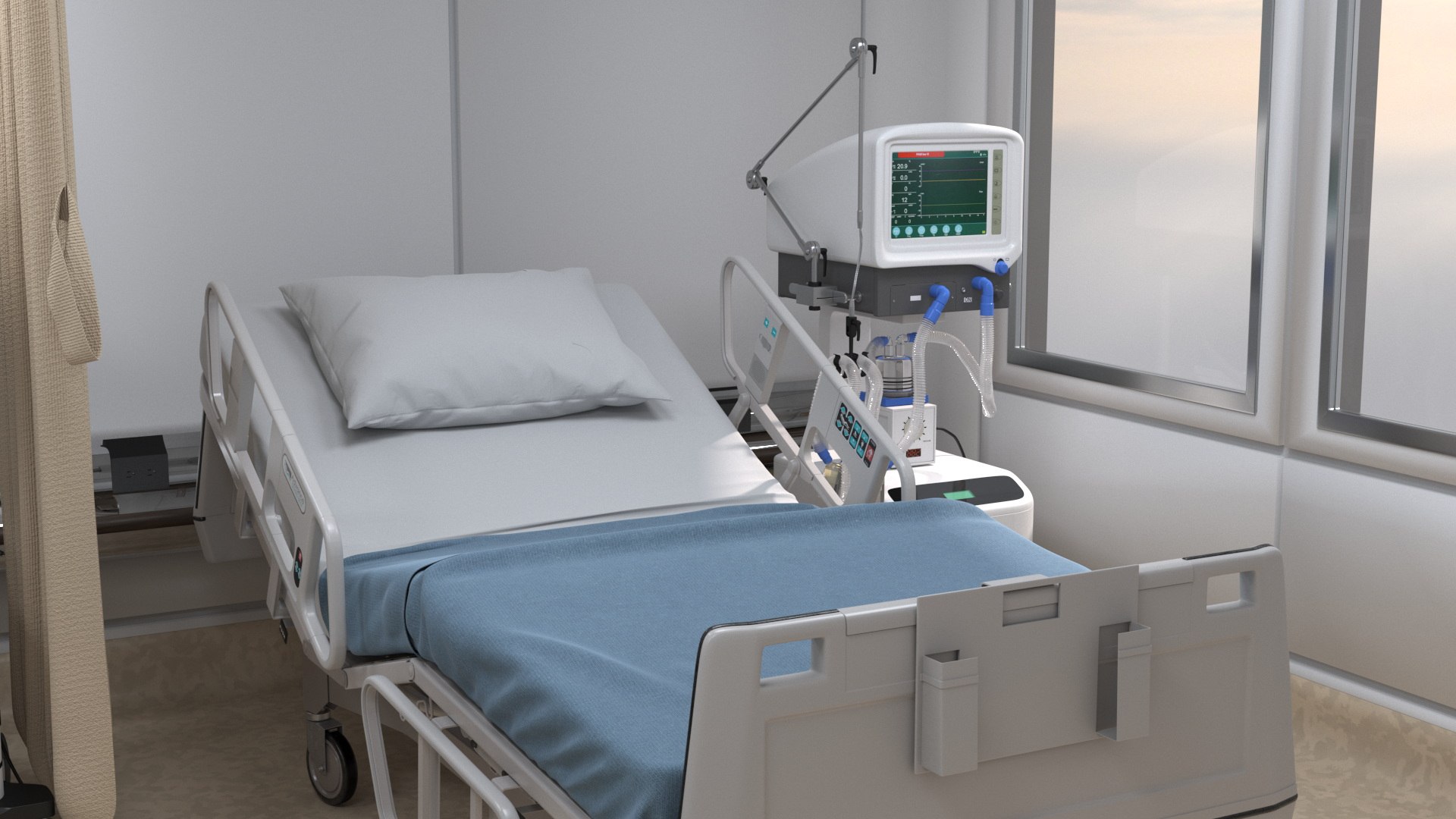 3D Modern Intensive Care Hospital Ward With Patient - TurboSquid 2332348