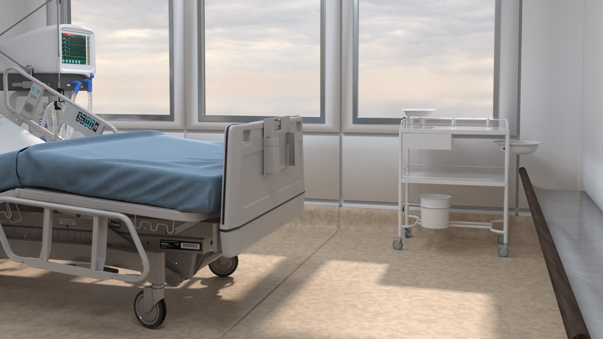 3D Modern Intensive Care Hospital Ward With Patient - TurboSquid 2332348