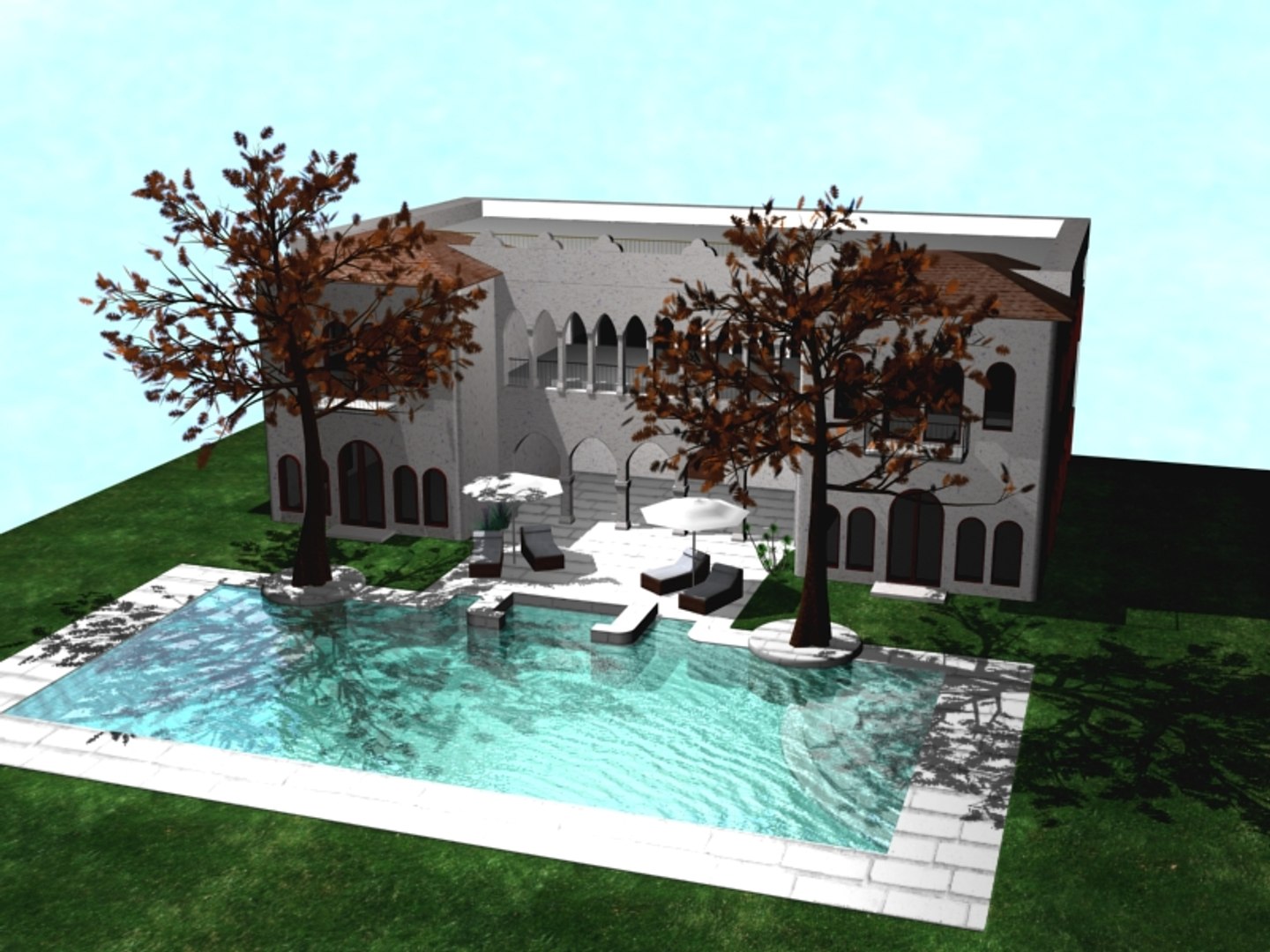Pool House 3d Model