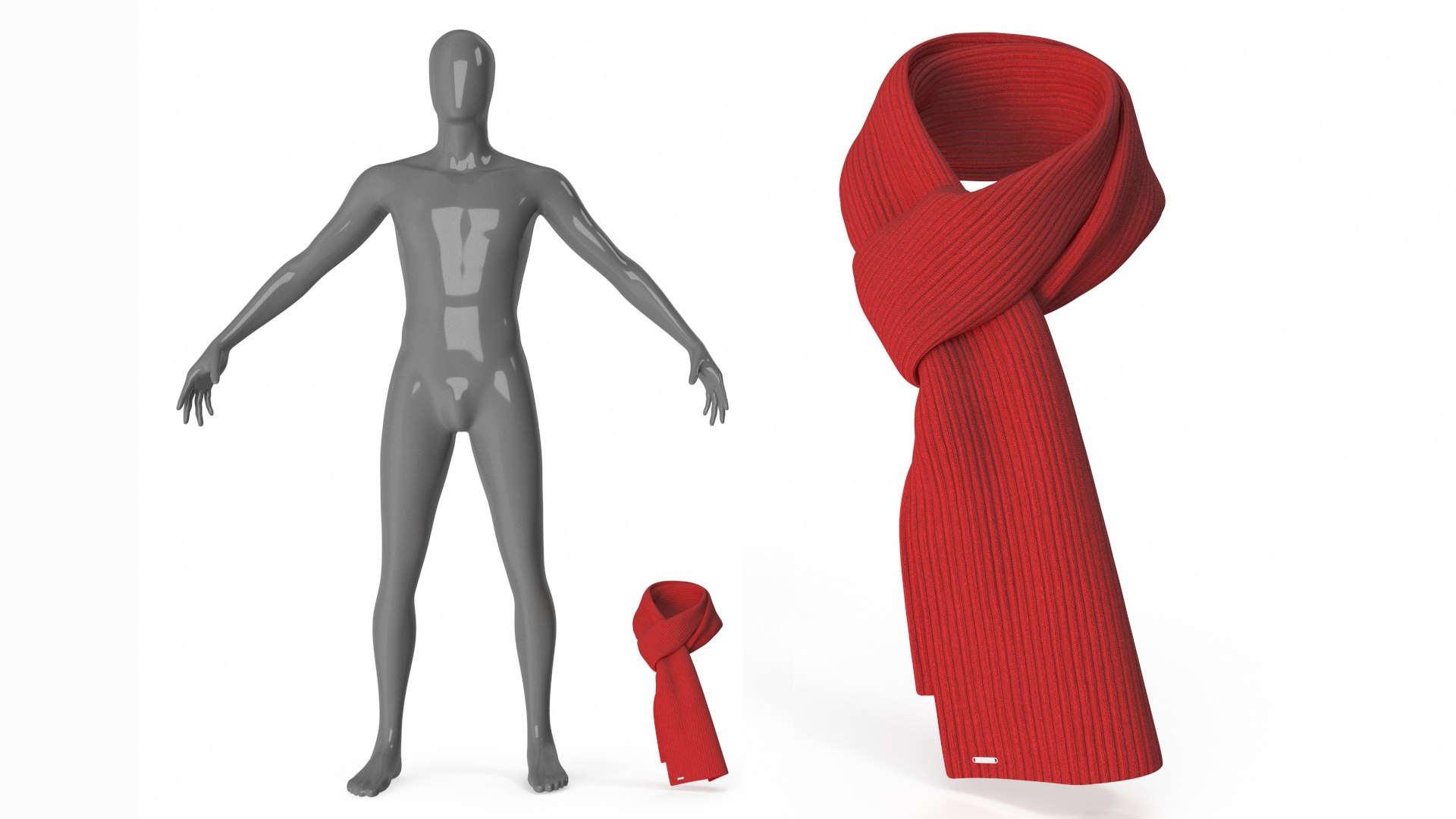 Red Slip Knot Style Scarf 3D Model - TurboSquid 2245143