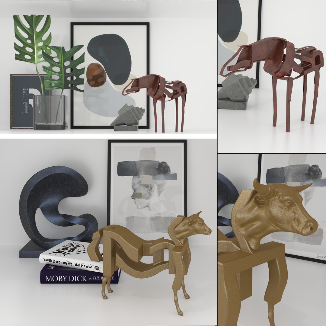 3D decorative set cow model - TurboSquid 1642397