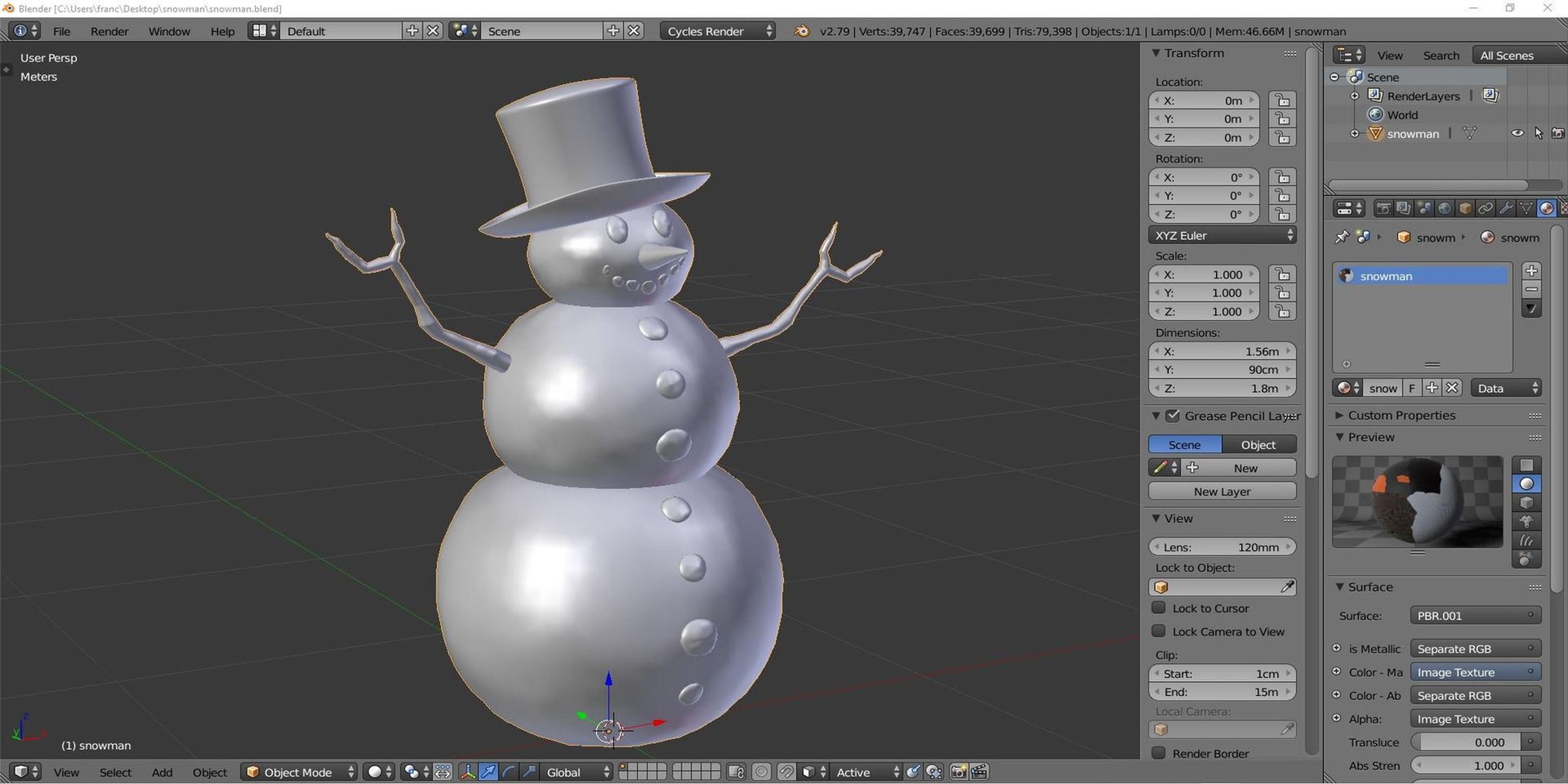 3D snowman ready - TurboSquid 1473902