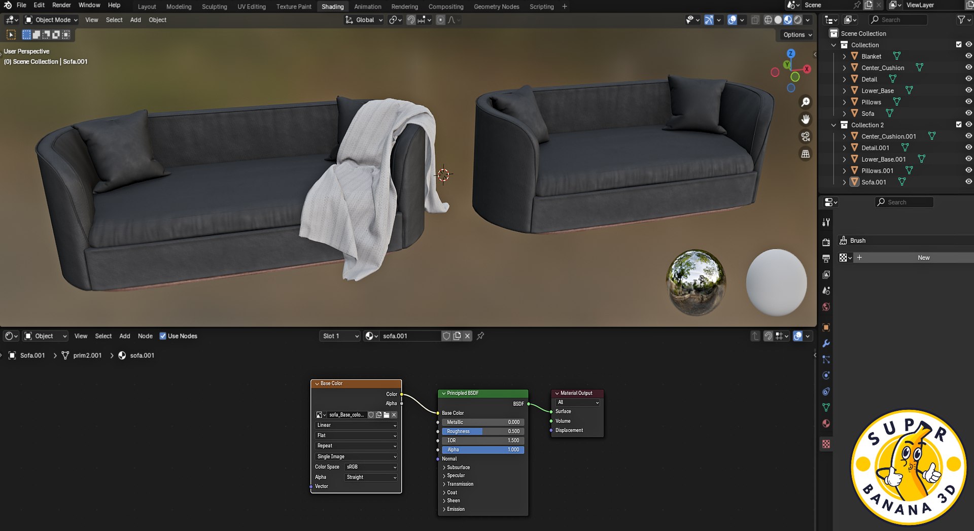 3D Retro Fabric Sofa - Dark Grey - TurboSquid 2256502