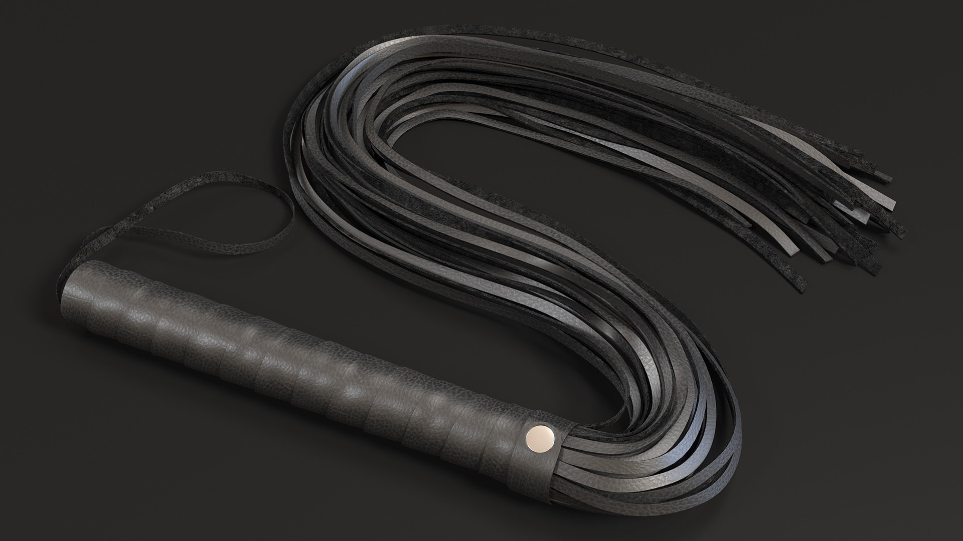 3D Short Whip Folded Black Model - TurboSquid 2029507