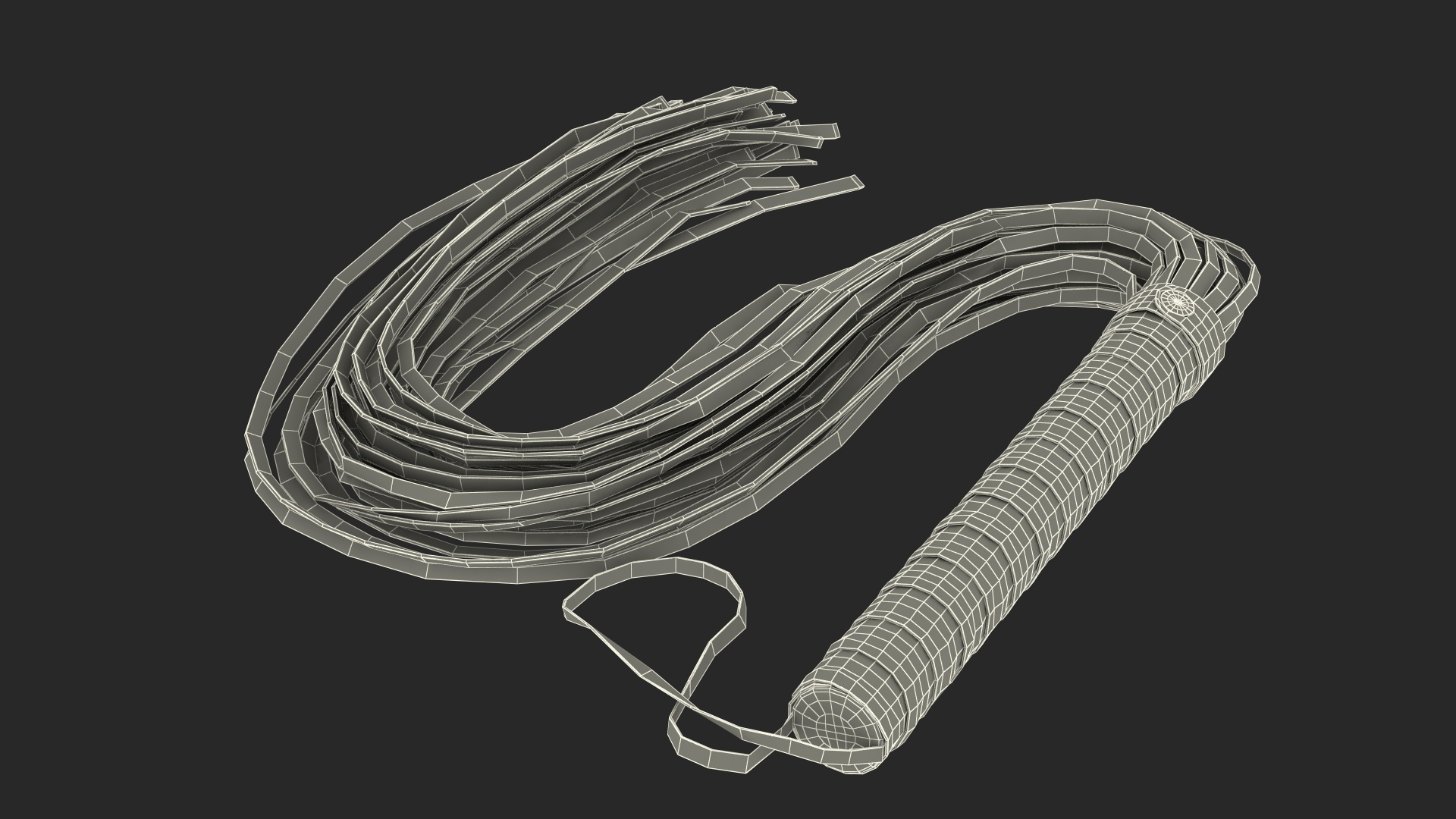 3D Short Whip Folded Black Model - TurboSquid 2029507