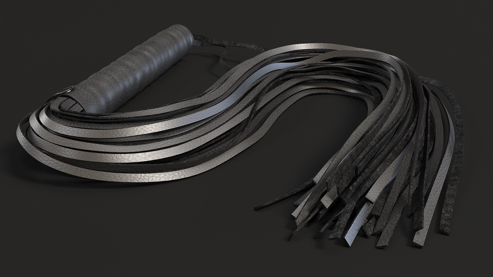 3D Short Whip Folded Black Model - TurboSquid 2029507